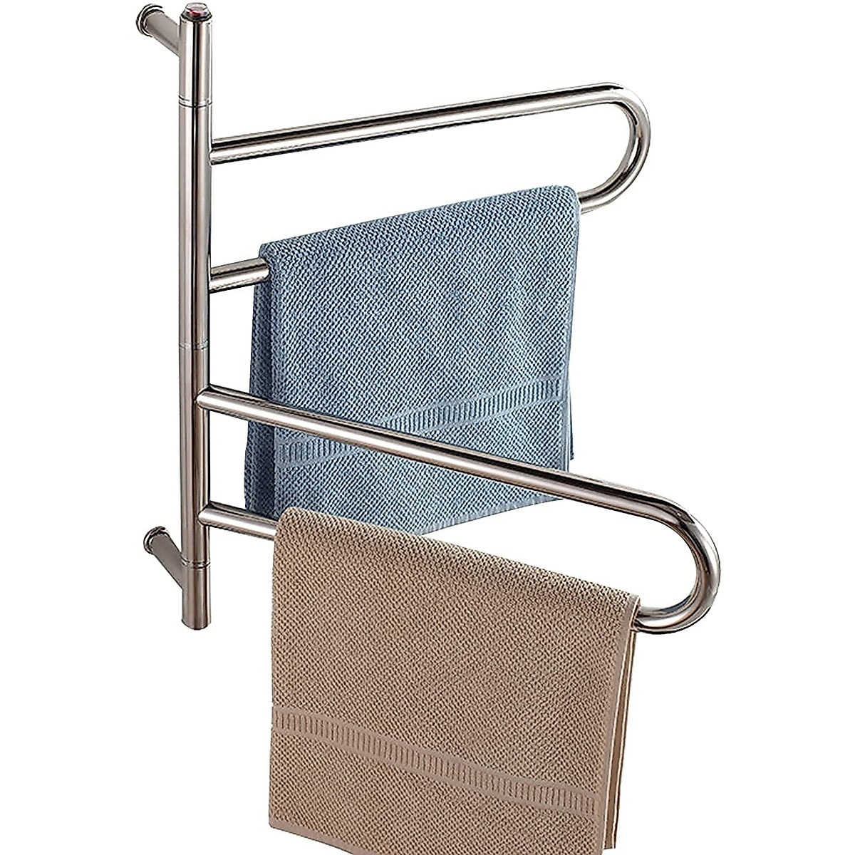 Pivoting Electric Towel Warmer, Wall Mounted Towel Warmer, with 2 Folding Arms, 304 Stainless Steel Towel Warmer, Energy Efficient