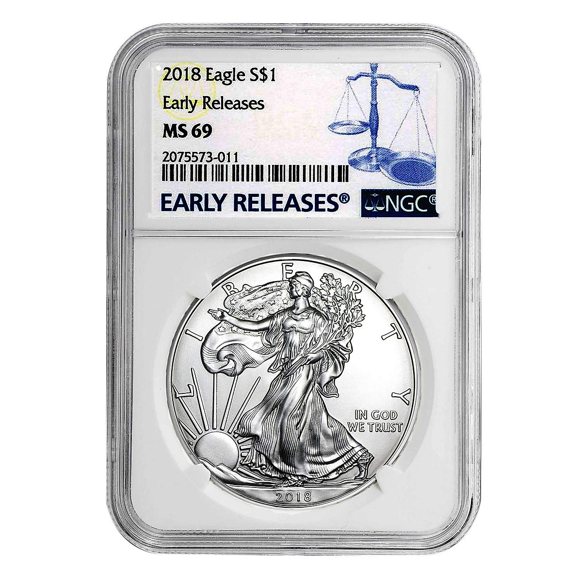 2018 American Silver Eagle Early Releases $1 MS-69 NGC
