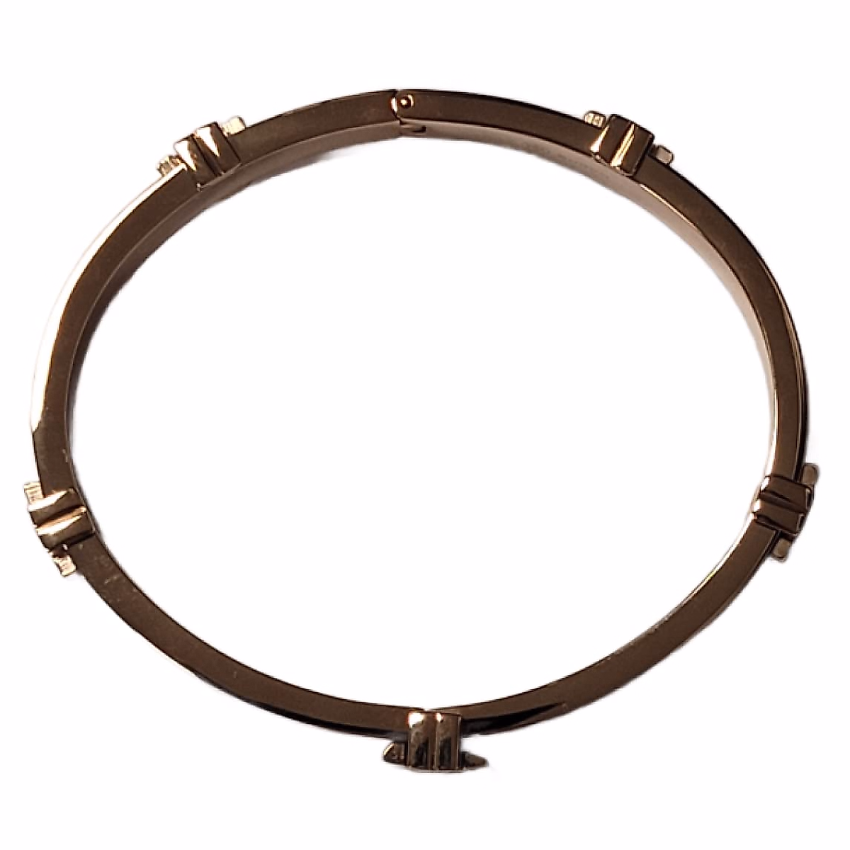 Tory Burch 145434 Tory Rose Gold Tone Classic Logo Hinge Women's Bangle Bracelet