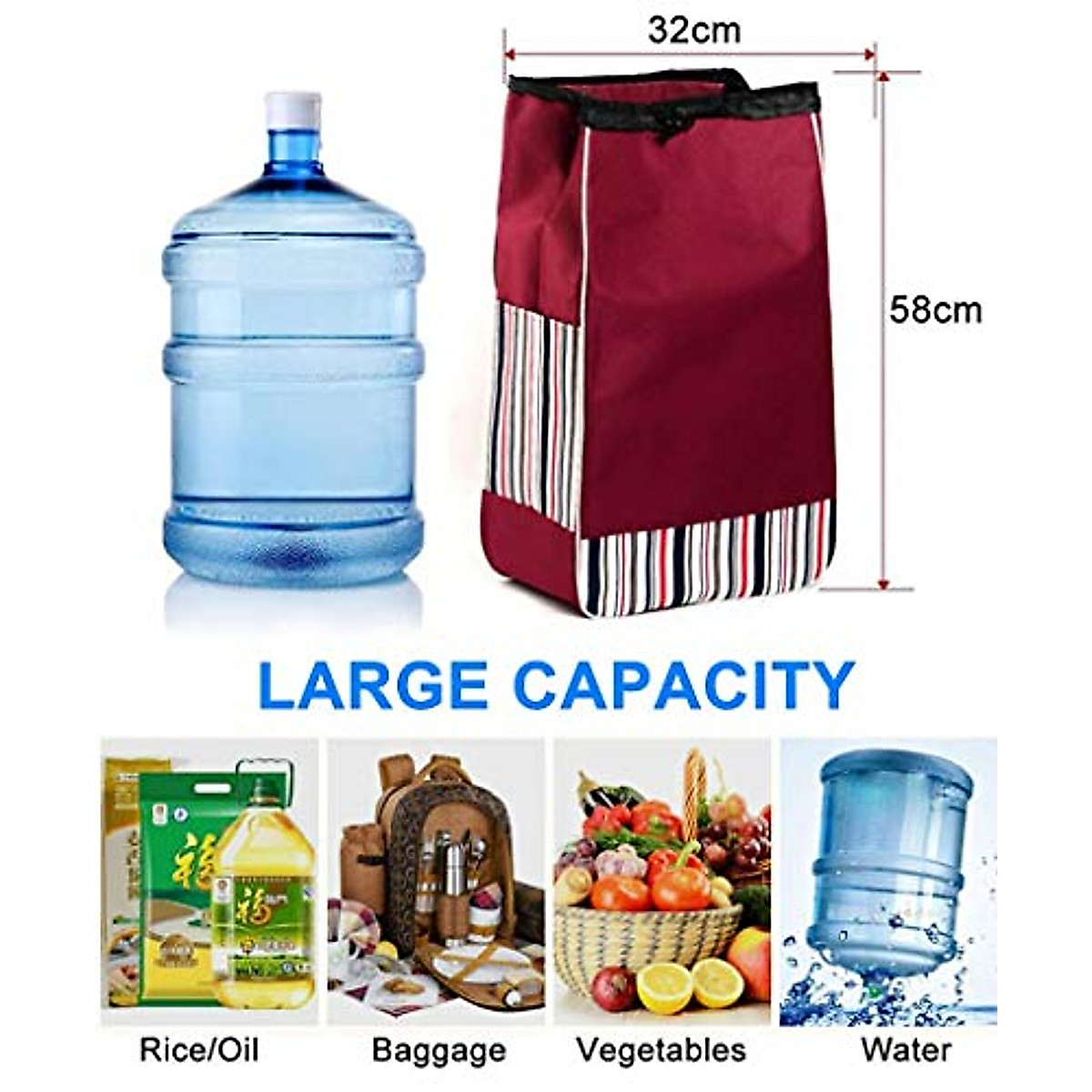 Collapsible Folding Wagon, Shopping Trolley, Folding Shopping Cart on Wheels Large and Lightweight Utility Trolley with Swivel Front Wheels,Detachable