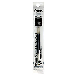 Pentel Refill Ink for BL57/BL77 EnerGel Liquid Gel Pen, Box of 12, 0.7mm, Metal Tip, Black Ink (LR7-A-12)