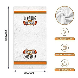 GAGEC Fall Kitchen Towels Getting Lit Funny Fall Dish Towels Set of 2, Autumn Holiday Tea Towel 18 x 26 Inch Hand Drying Cloth Towel for Kitchen Home Decoration
