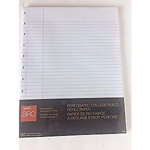 Staples ARC Customizable Notebook Perforated College Ruled Refill Paper, 11inch x 8.5inch