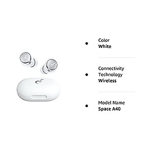 soundcore by Anker Space A40 Adaptive Active Noise Cancelling Wireless Earbuds, Reduce Noise by Up to 98%, Ultra Long 50H Playtime, Hi-Res Sound, App Customization, Wireless Charge (Renewed)