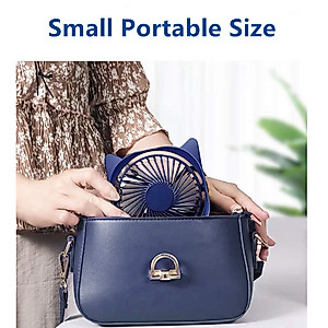 Personal Desk Fan Small Quiet USB Plug in, Mini Portable Table Fans for Sleeping Bedroom Nightstand, 3 Speeds Adjustable, Rotatable, Anti-slip, Fast Cooling for Home Office Dorm Work Travel (Blue)