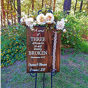 Wood Sign Custom Wedding Gift Personalized Cord Of Three Strands Attached Jute Cords 17 W X 24 T