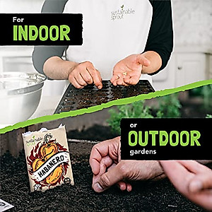 Hot Pepper Seeds Variety 7 Pack — Includes Cayenne, Anaheim, Jalapeno, Hungarian Wax Pepper, Habanero, Serrano and Poblano — Heirloom Chili Seed Packets for Planting in Your Organic Garden