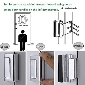 Home Security Door Lock, 2 Pack Child Proof Door Reinforcement Lock with Screws for Inward Swinging Door, Double Safety Security Protection for Your Home