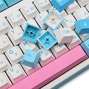 MOLGRIA Milk Cover Keycaps, PBT Keycaps 140 Set for Gaming Keyboard, Cherry Profile Dye Sublimation Custom Keycaps Japanese Font for Gateron Kailh Cherry MX 104/87/74/61 60 Keyboard ANSI Layout
