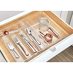 iDesign Linus Expandable Kitchen Drawer Organizer for Silverware, Spatulas, Gadgets - Clear