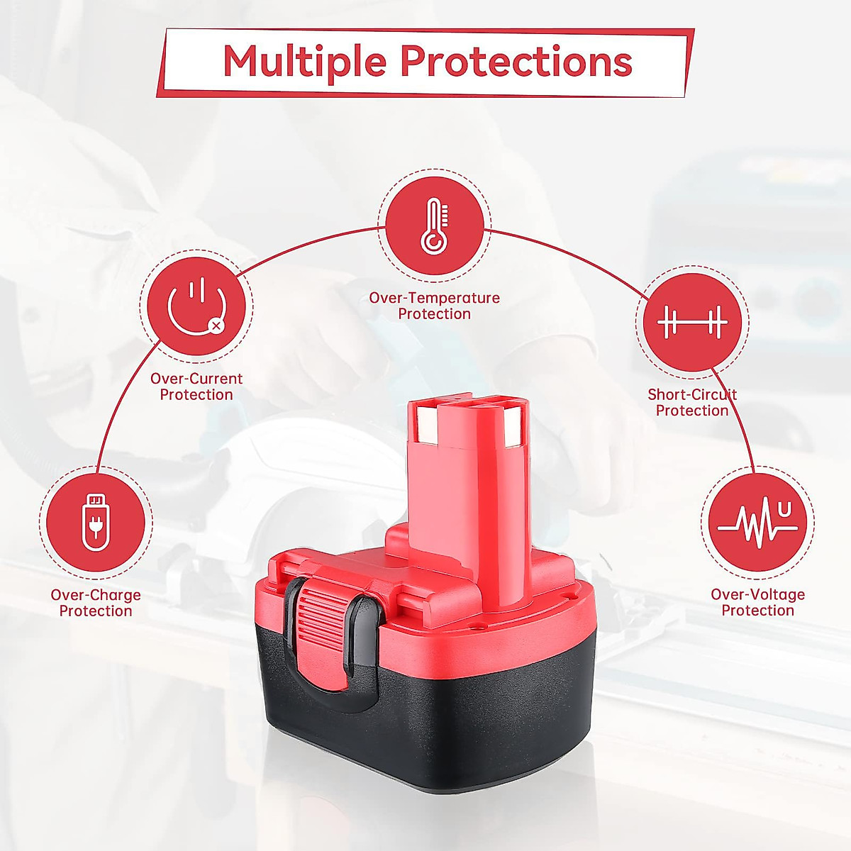 VANON 2Pack 14.4V 3.6Ah BAT140 Ni-MH for Bosch 14.4V Battery BAT038 BAT040 BAT041 BAT159 Compatible with Bosch 14.4V Cordless Power Tools