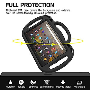 AVAWO Kids Case for Fire HD 10 & Fire HD 10 Plus Latest Model Tablet (13th/11th Generation 2023/2021 Release), with Shoulder Strap, Lightweight Shockproof Handle, Black