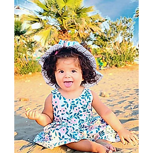 PATPAT Toddler Baby Girl Clothes Floral Print Bowknot Sleeveless Cute Baby Girl Dress Set 3-6 Months 2PC