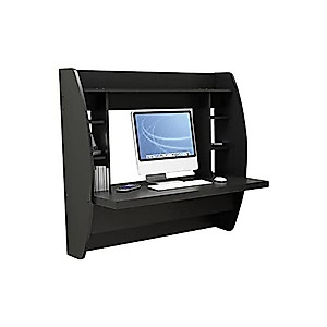 Prepac Wall Mounted Floating Desk with Storage in Black