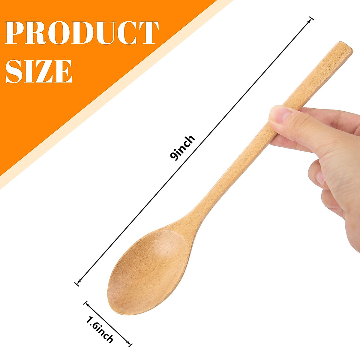 HAKSEN Wooden Spoons, 6PCS 9 Inch Wood Soup Spoons for Eating Mixing Stirring, Long Handle Spoon for Japanese Style Home Kitchen Cooking Stirring