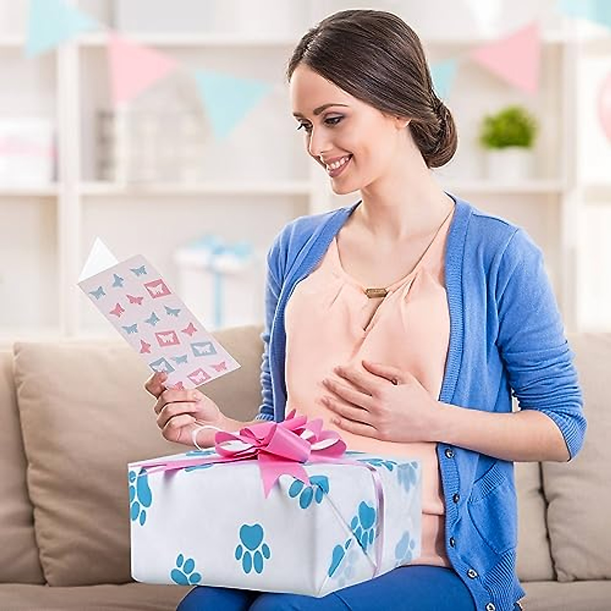 Bolsome 100 Sheets 20 * 14 Inches Dog Paw Print Tissue Paper for Gift Bags, Blue Puppy Paws Tissue Paper for Gift Wrapping for Birthday Baby Boys Shower DIY Craft