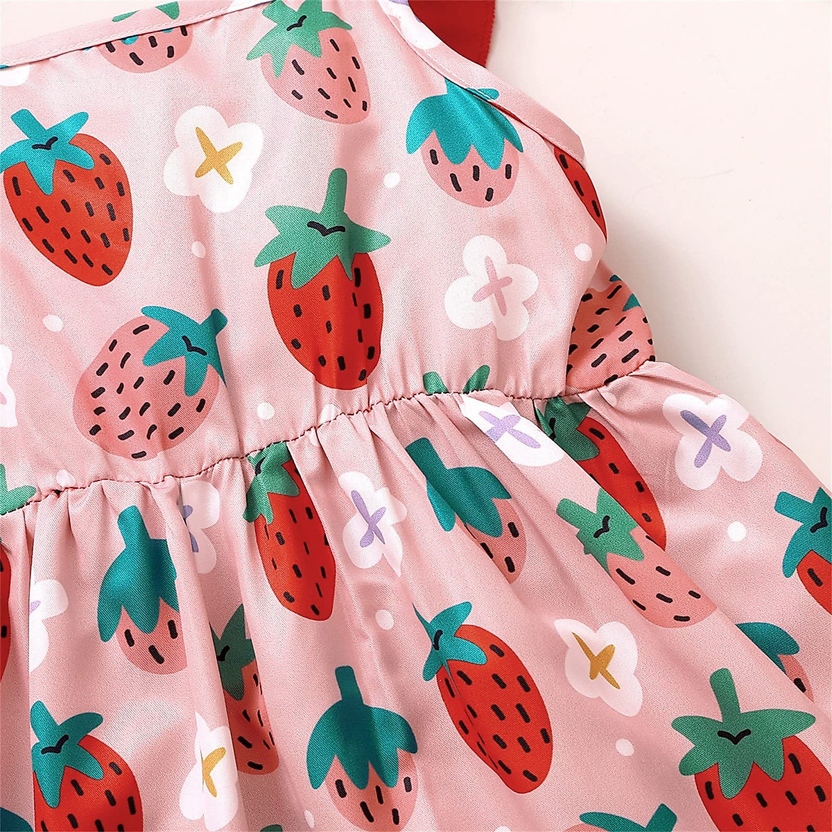 Kids Girls Toddler Beach Fruit Strawberry Prints Sleeveless Infant Princess Girls Hummingbird Dress (Pink, 3-4 Years)