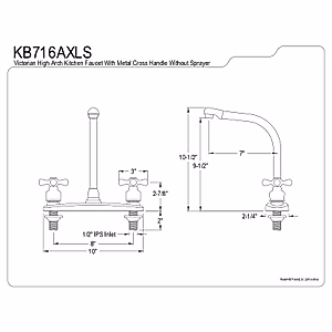 Kingston Brass KB716AXLS Victorian 8" Centerset Kitchen Faucet, Antique Copper