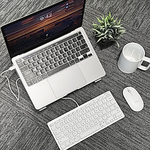 Macally Small USB C Keyboard - Plug & Play Compatible Wired Apple Keyboard for Mac Mini, MacBook Pro/Air, iMac, iPad, Windows, Chromebook with USBC Port - Compact & Mini USB Type C Keyboard - Silver