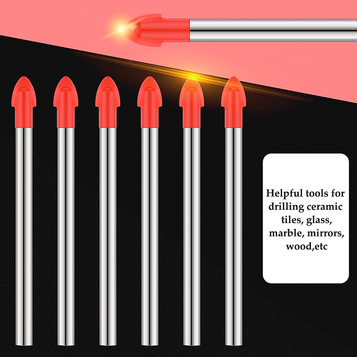 20 Pieces 6 mm tile drill bits Cemented Carbide Masonry Drill Bits for Glass Multi-material Concrete Drill Bit Cement Drill Bit Tile Bits Ceramic Carbide Drill Bit for Glass Plastic Brick Wall, Orange