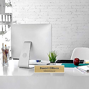 NIUBEE 12 Pack Acrylic 2x8 Name Plates for Desks,Horizontal Slant Back 2x8 Sign Holder for Table Display,Plastic Name License Plate Holder for Office Classroom Teacher Kids Woman Man,Blank