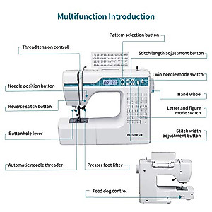 Heureux Sewing and Quilting Machine Computerized, 200 Built-in Stitches, LCD Display, Z6 Automatic Needle Threader, Twin Needle