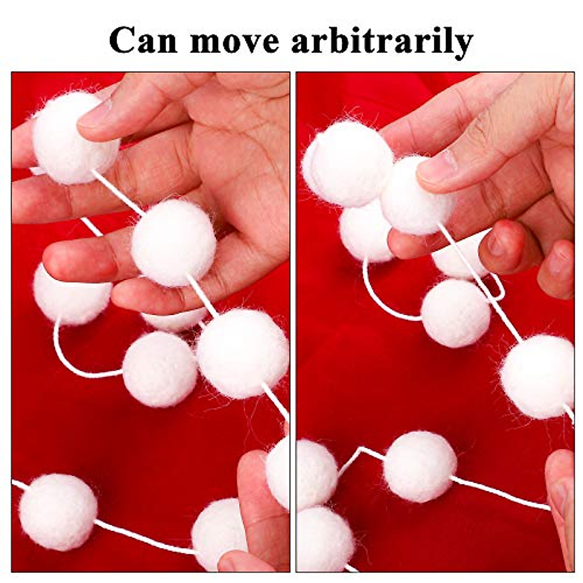 Aneco 2 Pack Christmas Felt Ball Garland Banner Christmas Felt Ball Pom Pom Garlands Christmas Hanging Bunting Ornament for Tree Fireplace and Wall