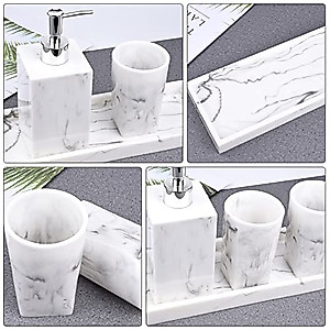Cabilock 1 Set Bathroom Four Piece Set Dresser Tray White Ceramic Countertop Soap Dispenser Tray Soap Dispenser Organizer Sink Soap Dispenser Holder Soap Liquid Dispenser Nordic Toiletries