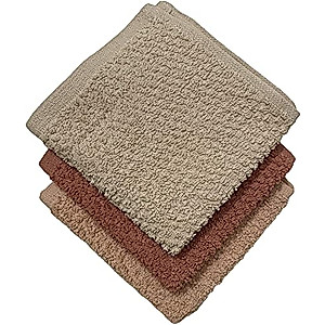 Petal Cliff Set of 8 - Popcorn Weave Washcloths Designed to exfoliate Your Hands, Body or face - Extra Absorbent Ring Spun Cotton - Size 12" X 12". (Coral, Sand, Rose)