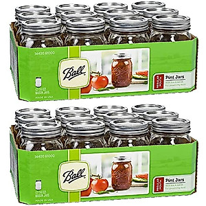 Ball Regular Mouth Pint 16-oz Mason Jar with Lids and Bands (Pack of 24)