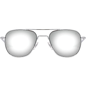 AO Original Pilot Sunglasses - Silver - SunFlash Silver Mirror SkyMaster Glass Lenses - Bayonet Temple - Polarized - 57-20-140