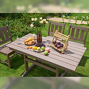 Psilvam Patio Dining Chairs, Poly Lumber Outdoor Patio Chair, Weather Resistant Patio Chair That Never Rust, Suitable for Garden & Backyard, Net Weight 28 LBs (21" D x 18" W x38 1/2" H, Brown)