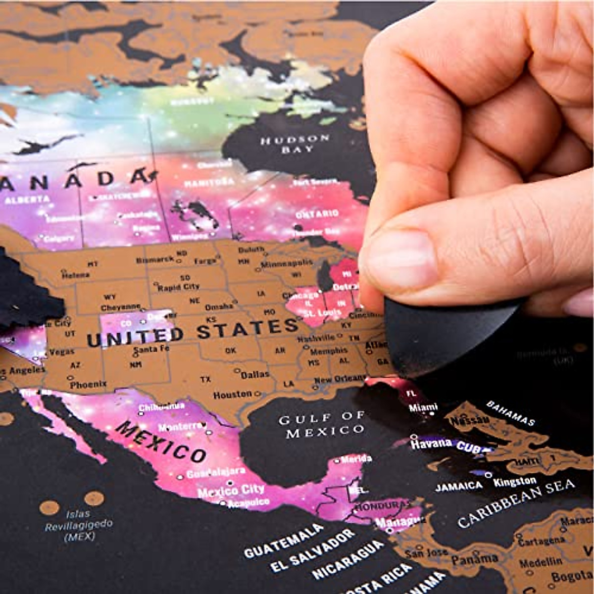 Scratch Off Travel Map + BONUS Europe Map | Premium World Map Scratch Off Poster in Nebula Watercolor | Travel Scratch Off Map with Accessories Kit and Travel Map Gift Tube