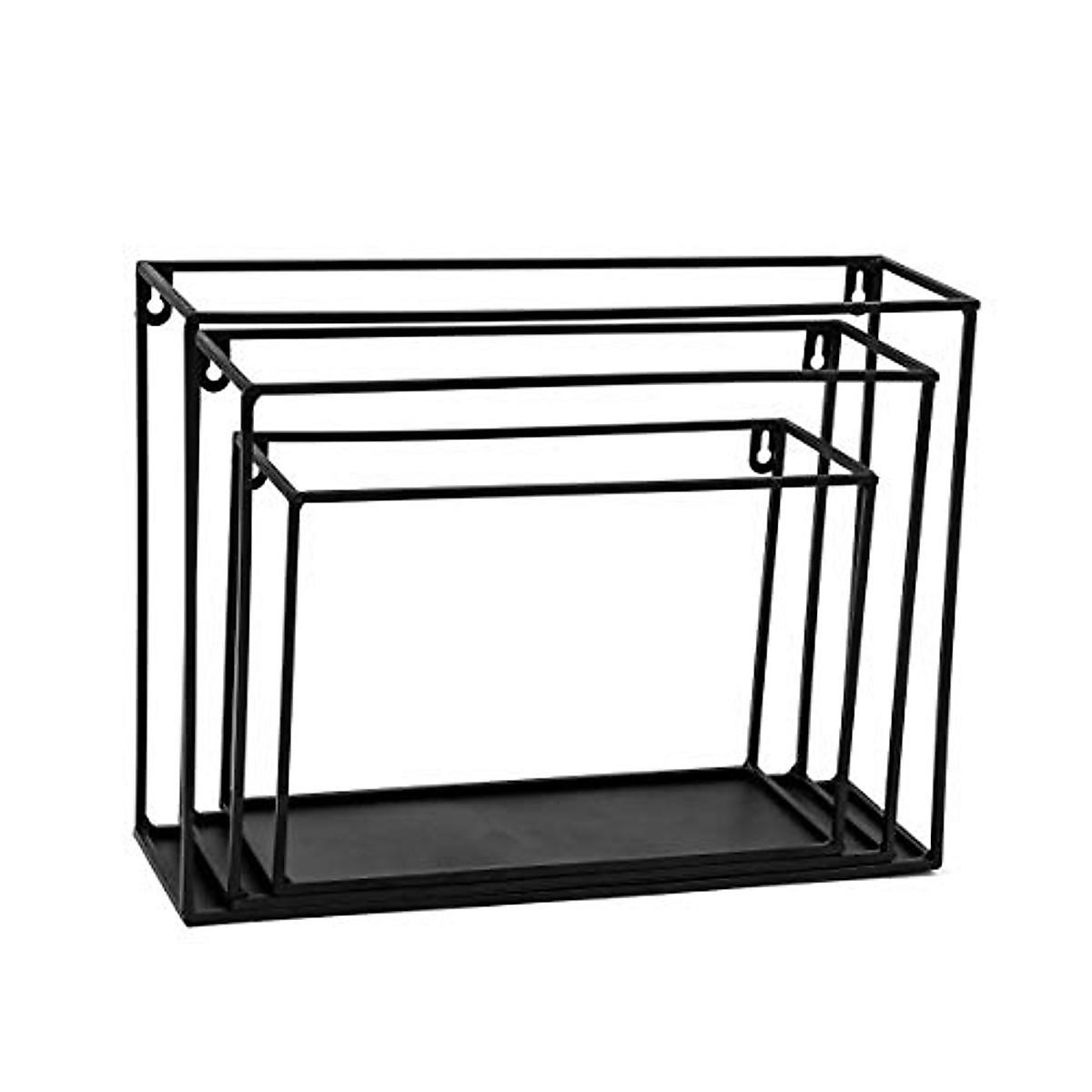 Metal Floating Shelves,Modern Metal Wire Frame Shadow Boxes, Decorative Wire Cube Floating Shelves,Set of 3, Black