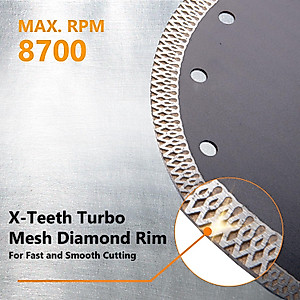 POWERTEC 7 Inch Super Thin Diamond Saw Blades for Tile Saw, Turbo Mesh Rim Tile Blade for Porcelain and Ceramic Tile Wet/Dry Cutting, 7" Diamond Blade for Wet Tile Saw, 1 PK (14001V)