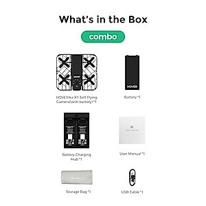 HOVERAir X1 Drone with Camera, Self-Flying Camera Drone with Follow Me Mode, Foldable Mini Drone with HDR Video Capture, Palm Takeoff, Intelligent Flight Paths, Hands-Free Control Black (Combo)