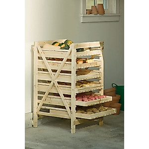 Gardener's Supply Company Orchard Garden Harvest Rack, Sturdy 6 Drawer Wooden Vegetable & Fruit Storage Cabinet Kitchen Organizer | For Vegetables, Fruits & Herb Drying