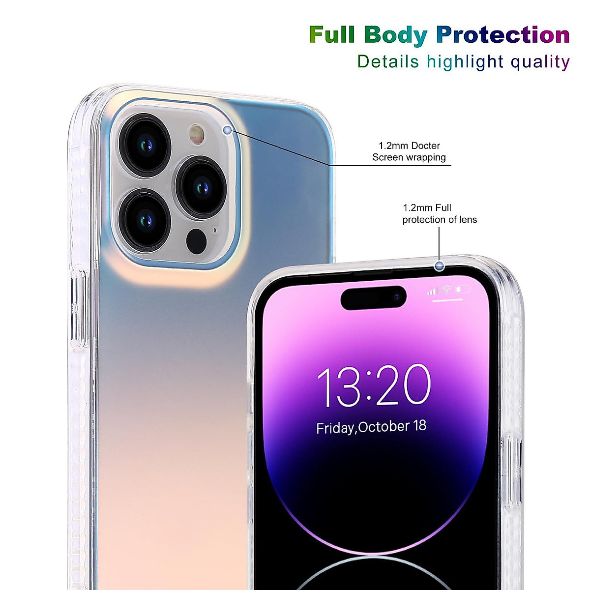 Goodon for iPhone 13 Pro Max Case with Bumper, Fashionable Design for Women Girls,[Military Grade Drop Protection] Shockproof Protective Luxury Aesthetic Phone Cover 6.7 inch, Gradient Color