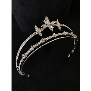 Bridal Rhinestone Flower Tiaras Crowns Princess Queen Pageant Prom Birthday Party Veil Tiara Wedding Crowns Tiaras for Women