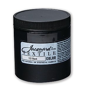 Jacquard Textile Color Black - Permanent Fabric Paint for Clothes, Furniture Upholstery, Shoes or Tote Bags – Indoor & Outdoor Fabric Paint – 8 Oz Jar, Upholstery Fabric Paint