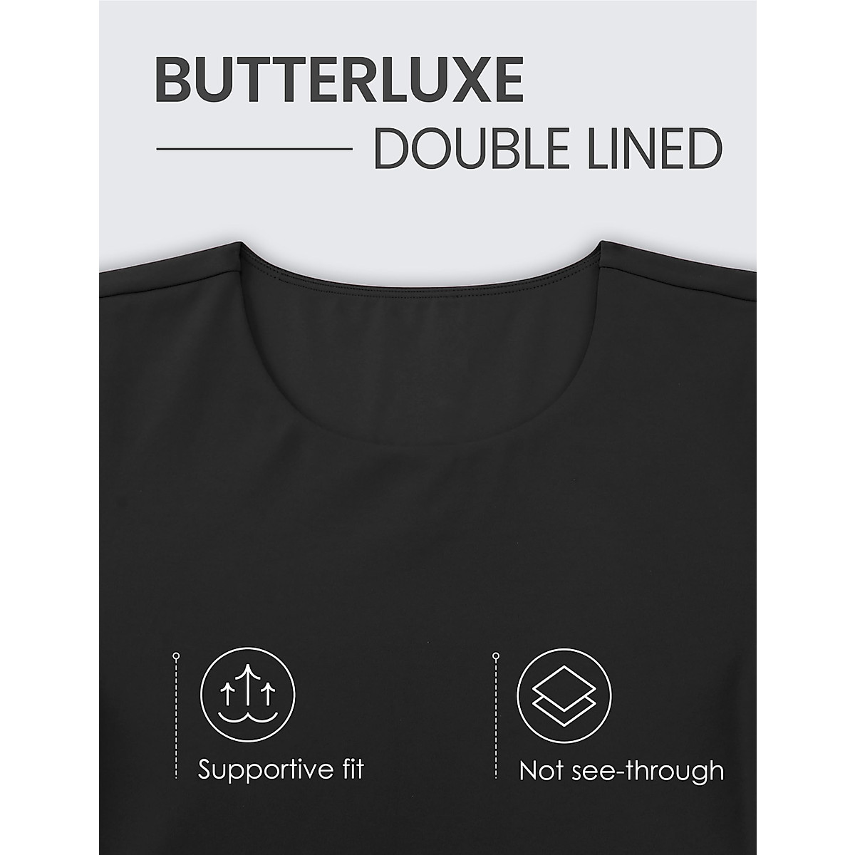 CRZ YOGA Womens Butterluxe Double Lined Short Sleeve Crop Tops Crew Neck Casual Workout T-Shirt Cute Basic Tee Black Small