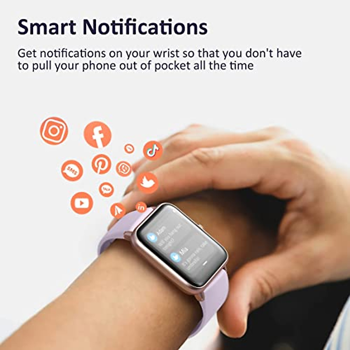 Hamile Smart Watch for Android Phones and iPhone Compatible, Smart Watches for Women Men 5ATM Waterproof Fitness Tracker with Heart Rate Sleep Monitor Step Counter Pedometer Stress Level, Lavender