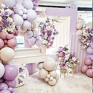 Light Purple Balloons Different Sizes, 18 12 10 5 Inch Double Stuffed Pastel Purple Balloons, Macaron Lavender Purple Balloon Arch for Boho Party, Baby Shower, Birthday, Weddings (Light Purple）