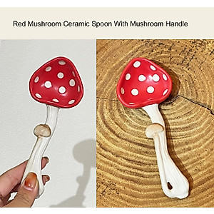 RESVUGA Cute Mushroom Spoons - Soup Spoon Set of 2, Safety Matt Ceramics - Use for Dessert, Breakfast, Soup.