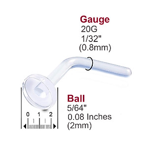 4Pcs 20G Nose Piercing Jewelry Clear Retainer Bioflex, Clear, Size No Size