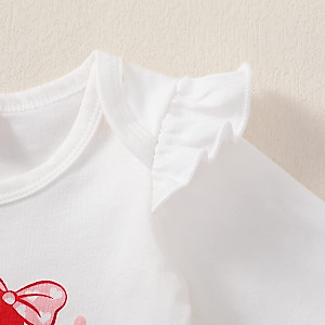 Aslaylme Newborn Girl Valentine Day Clothes Baby My 1st Valentine's Day Flare Pant Outfit (Red, 0-3 Months)