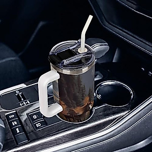 LLUTSNTH 40 Oz Vacuum Tumbler with White Handle Leakproof Insulated Tumbler Horses Stainless Steel Travel Mug with Lid And Straw Coffee Cup Cute Water Bottles Cup Holder Friendly