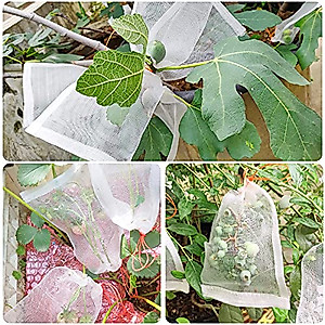 Fruit Protection Bags, EnPoint Garden Netting Bags 100 Pack 4x6 Inch Nylon Net Barrier Small Tiny Bags with Drawstring for Protecting Plant Seed Fruit Flower Vegetable, Reusable Mesh Protect Bags