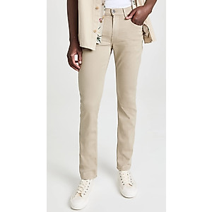 PAIGE Men's Federal Transcend Slim Straight Jeans, Toasted Almond, Tan, 36