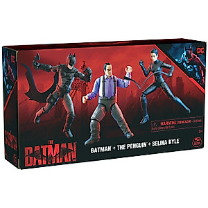 DC Comics, Batman 3-Pack with Exclusive 4” Batman, Selina Kyle, The Penguin Action Figures, 3 Accessories, Batman Movie Kids Toys (Amazon Exclusive)